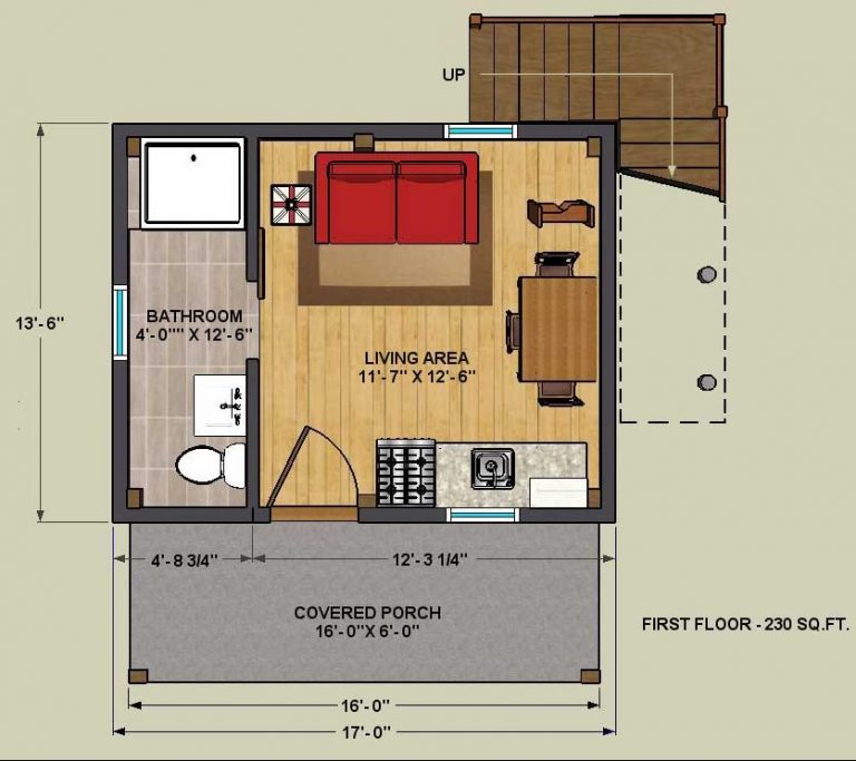 The Fish Shack Plans - 460 sq. ft. | Timber Frame House Plans